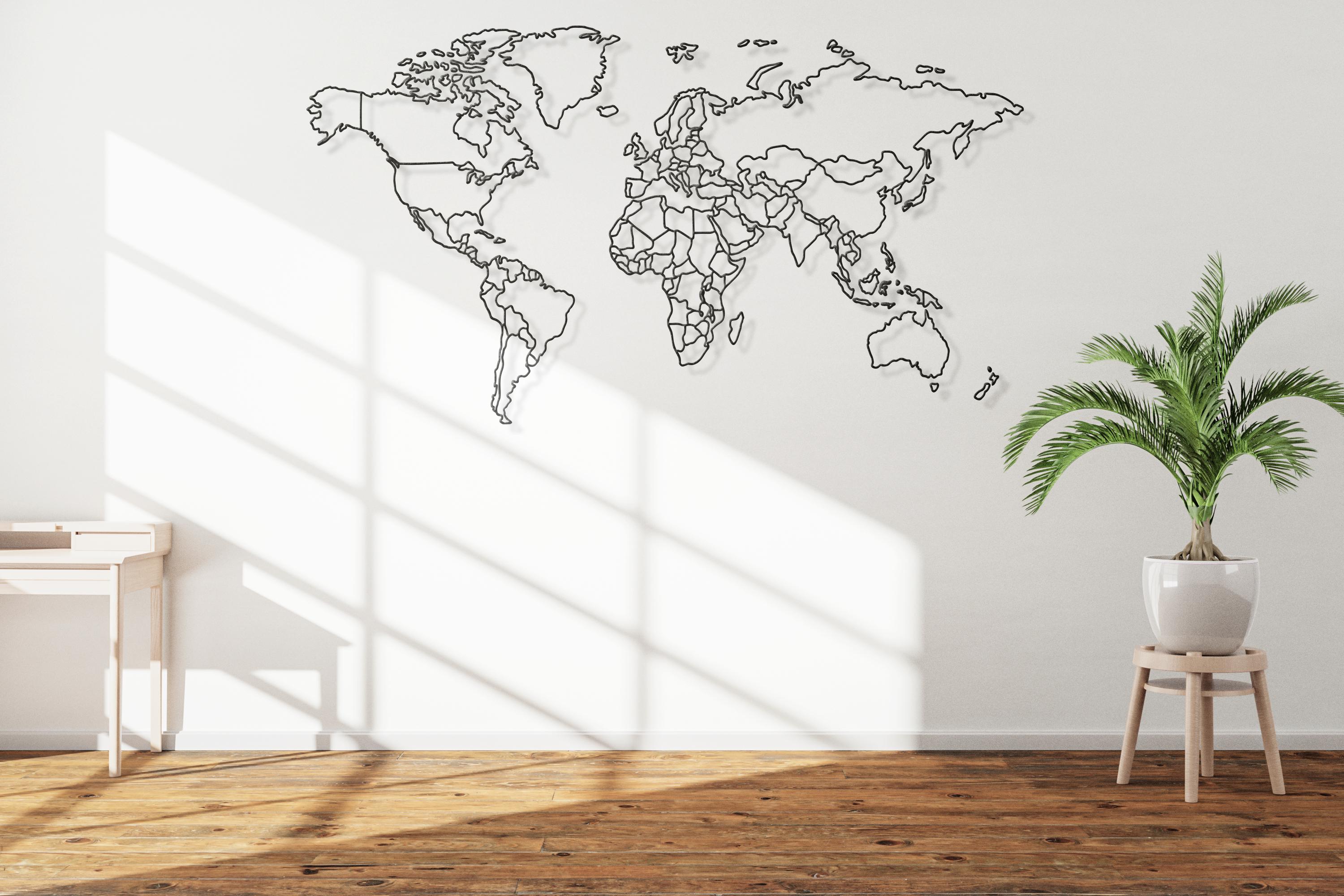 Metal World Map Wall Art, World Map Decor, Large Metal Wall Art, Metal ...