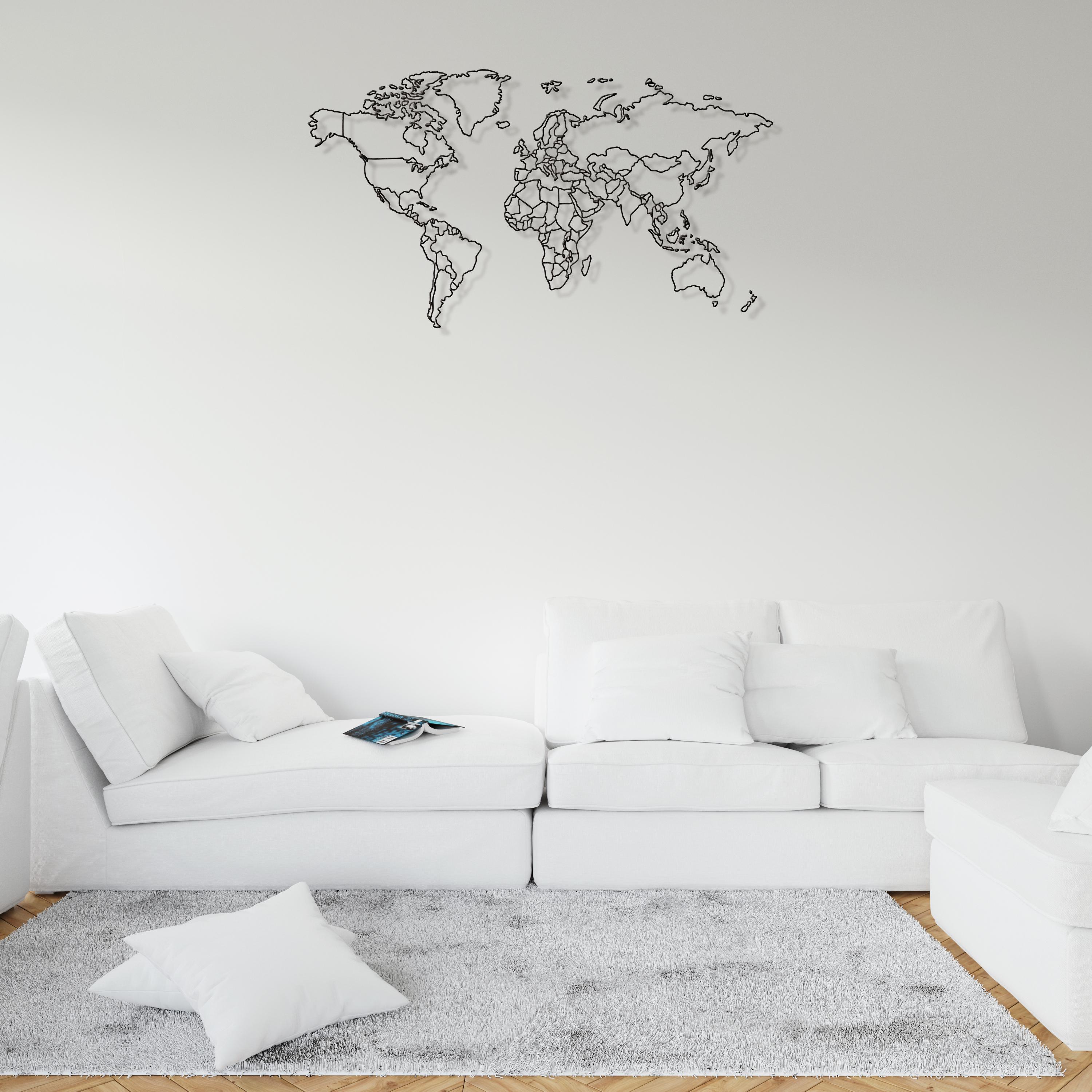 Metal World Map Wall Art, World Map Decor, Large Metal Wall Art, Metal ...