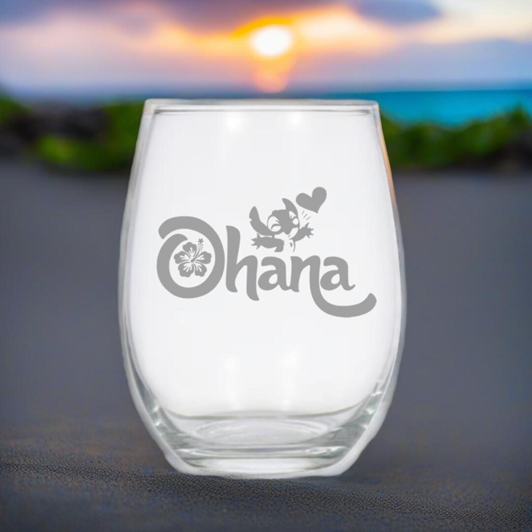 Stitch Wine Glass Lilo AND Stitch Ohana Glassware Birthday & Christmas ...