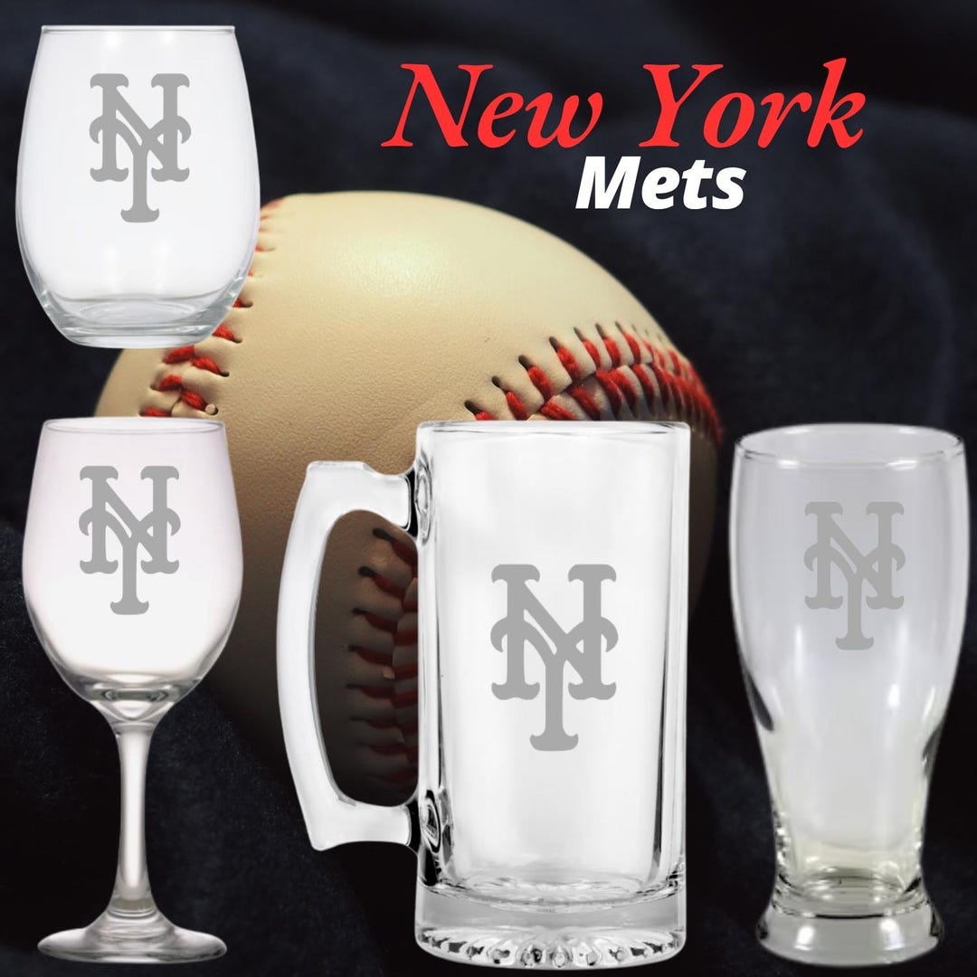 New York Mets Drinkware, Handmade Etched Glass, Mets Glass, Baseball ...
