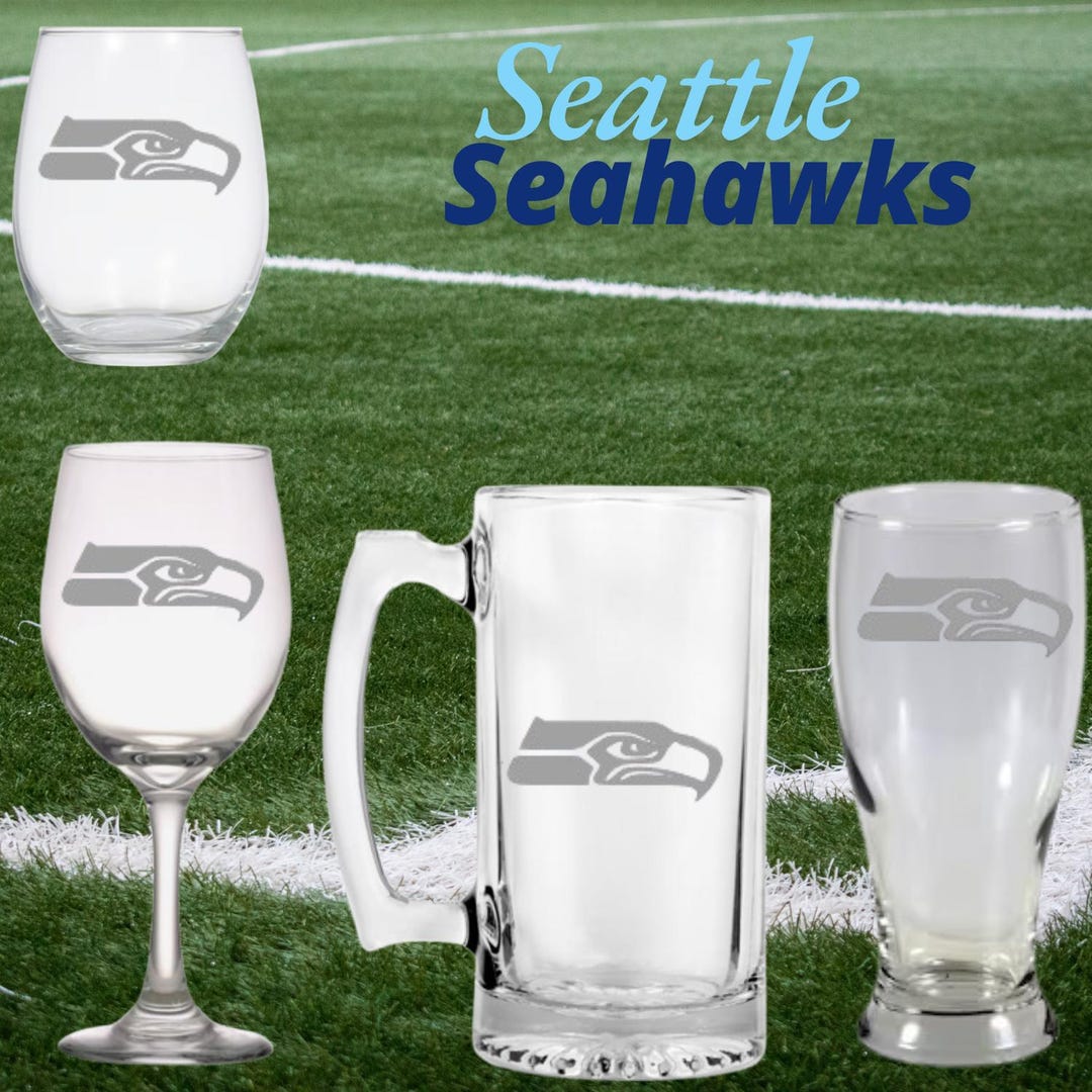 Seattle Seahawks Etched Drinkware, Handmade Glass, Sports Fan Gift ...