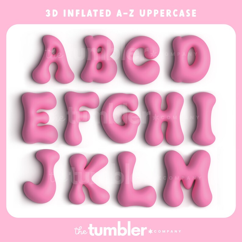 3D Inflated Puff Alphabet Sublimation PNG Letters Sublimation Doodle ...