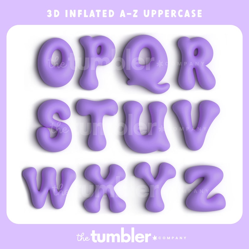 3D Inflated Puff Alphabet Clipart Sublimation PNG Letters Sublimation ...