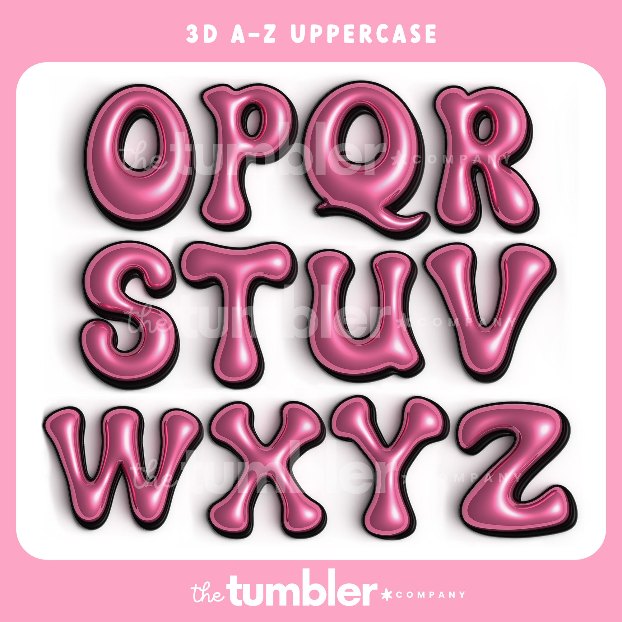 3D Inflated Puff Alphabet Sublimation PNG Letters Sublimation Doodle ...