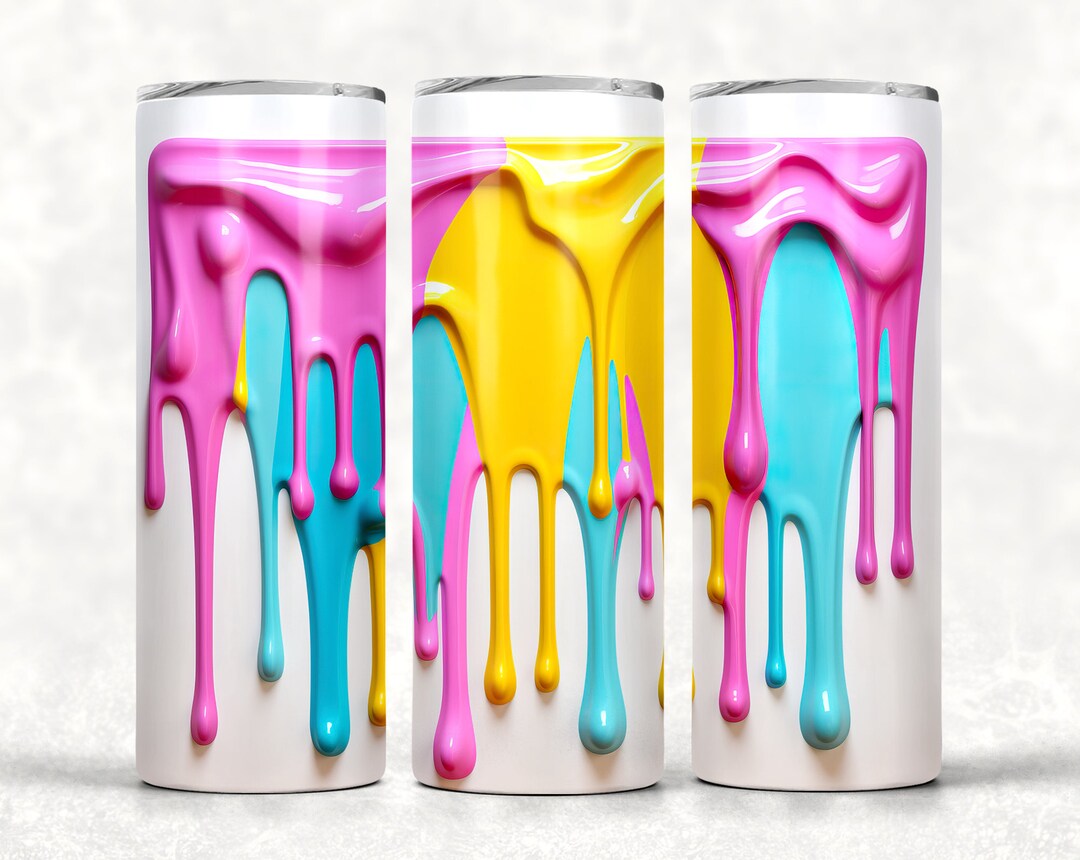 3D Dripping Paint 20oz Skinny Tumbler Sublimation Wrap PNG - Etsy