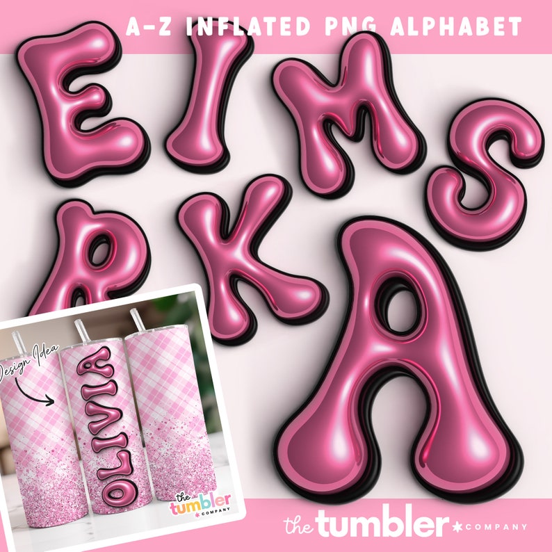 3D Inflated Puff Alphabet Sublimation PNG Letters Sublimation Doodle ...