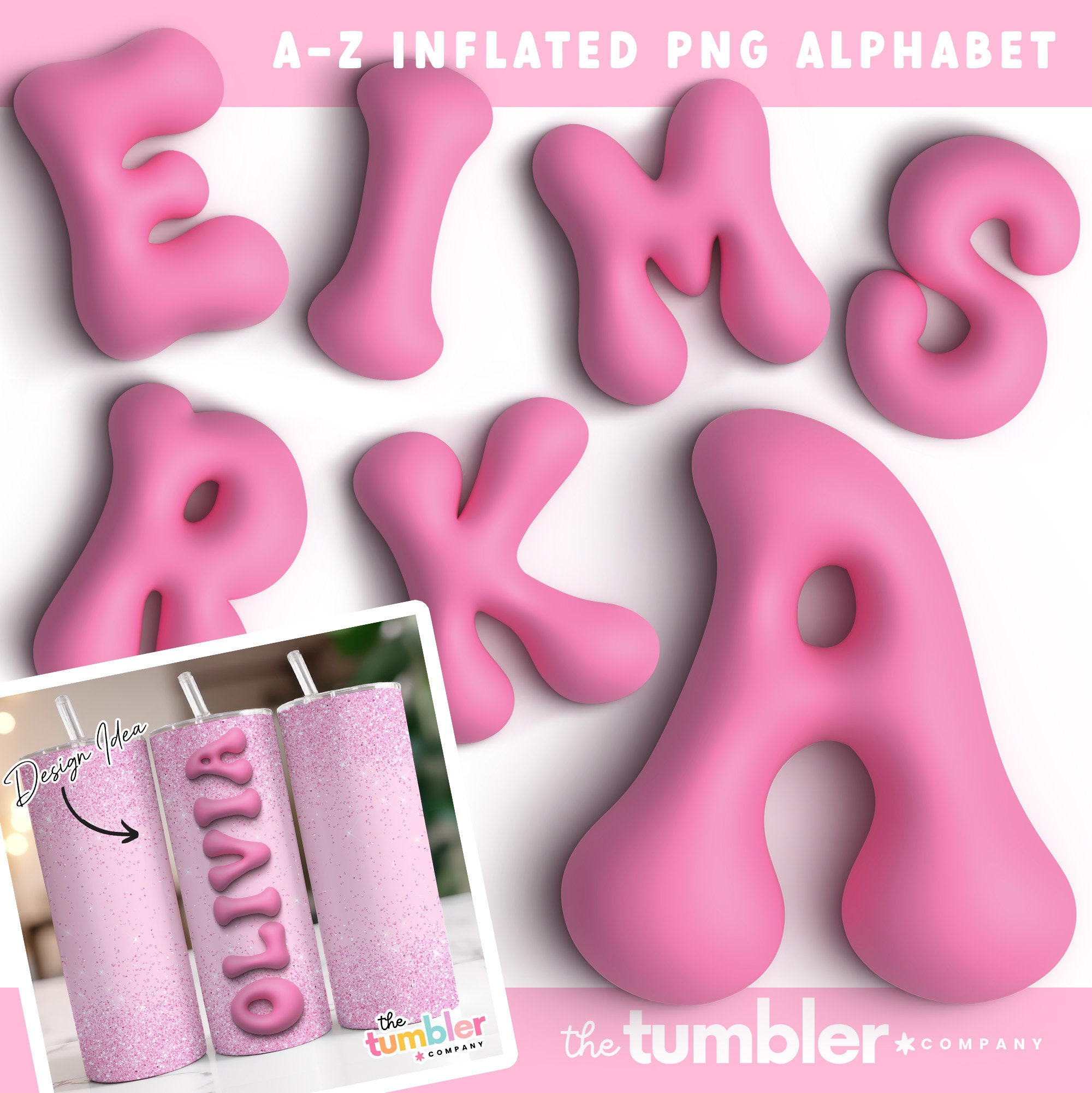 3D Inflated Puff Alphabet Sublimation PNG Letters Sublimation Doodle ...