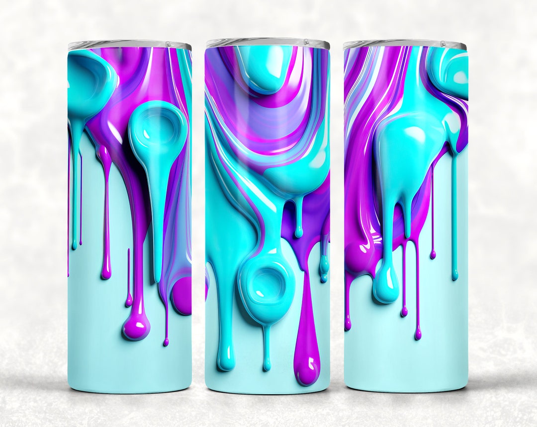 3D Dripping Paint 20oz Skinny Tumbler Sublimation Wrap PNG - Etsy