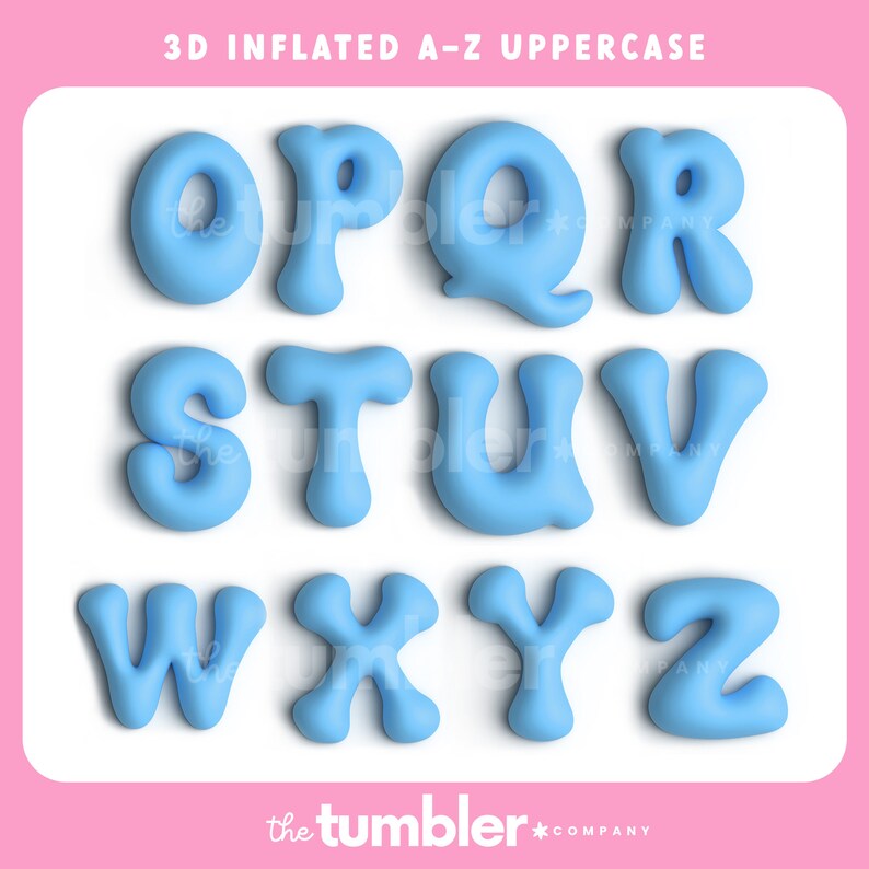 3D Inflated Puff Alphabet Clipart Sublimation PNG Letters Sublimation ...