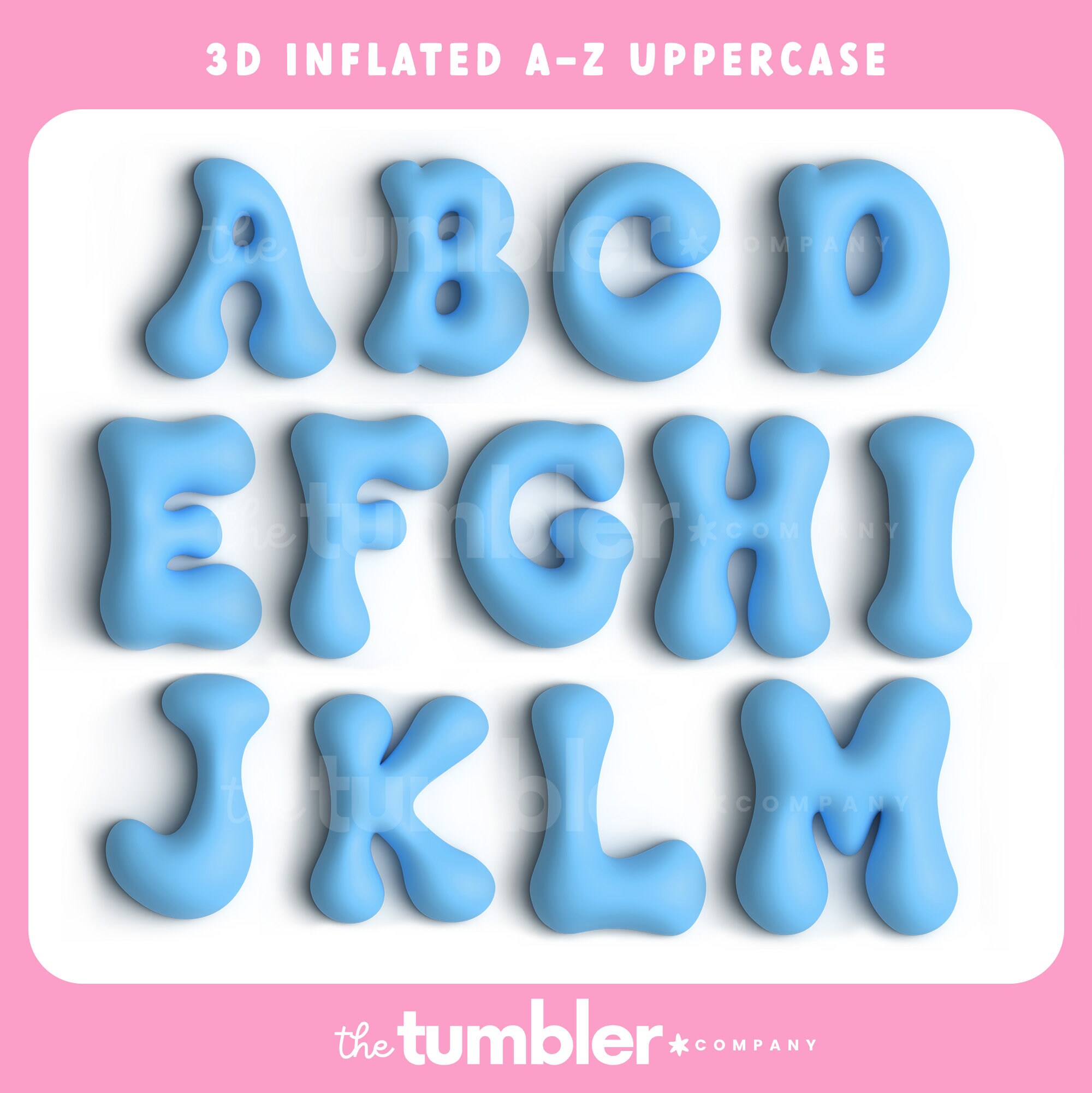 3D Inflated Puff Alphabet Clipart Sublimation PNG Letters Sublimation ...
