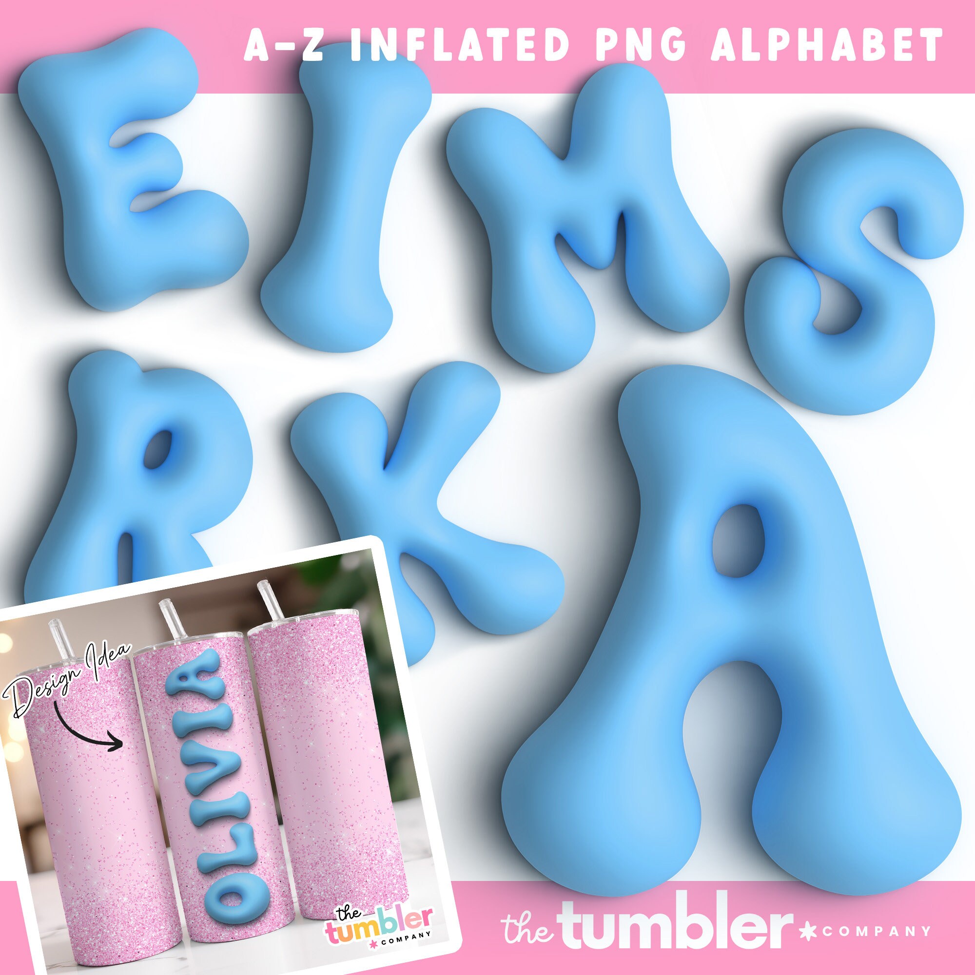 3D Inflated Puff Alphabet Clipart Sublimation PNG Letters Sublimation ...