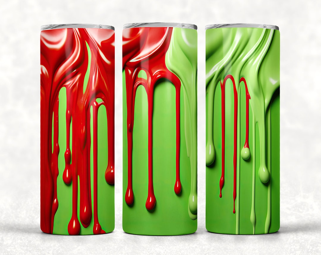 3D Dripping Paint 20oz Skinny Tumbler Sublimation Wrap PNG Design Mom ...