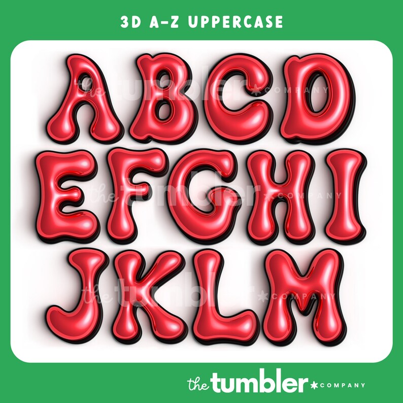 3D Inflated Puff Alphabet Christmas Sublimation PNG Letters Sublimation ...