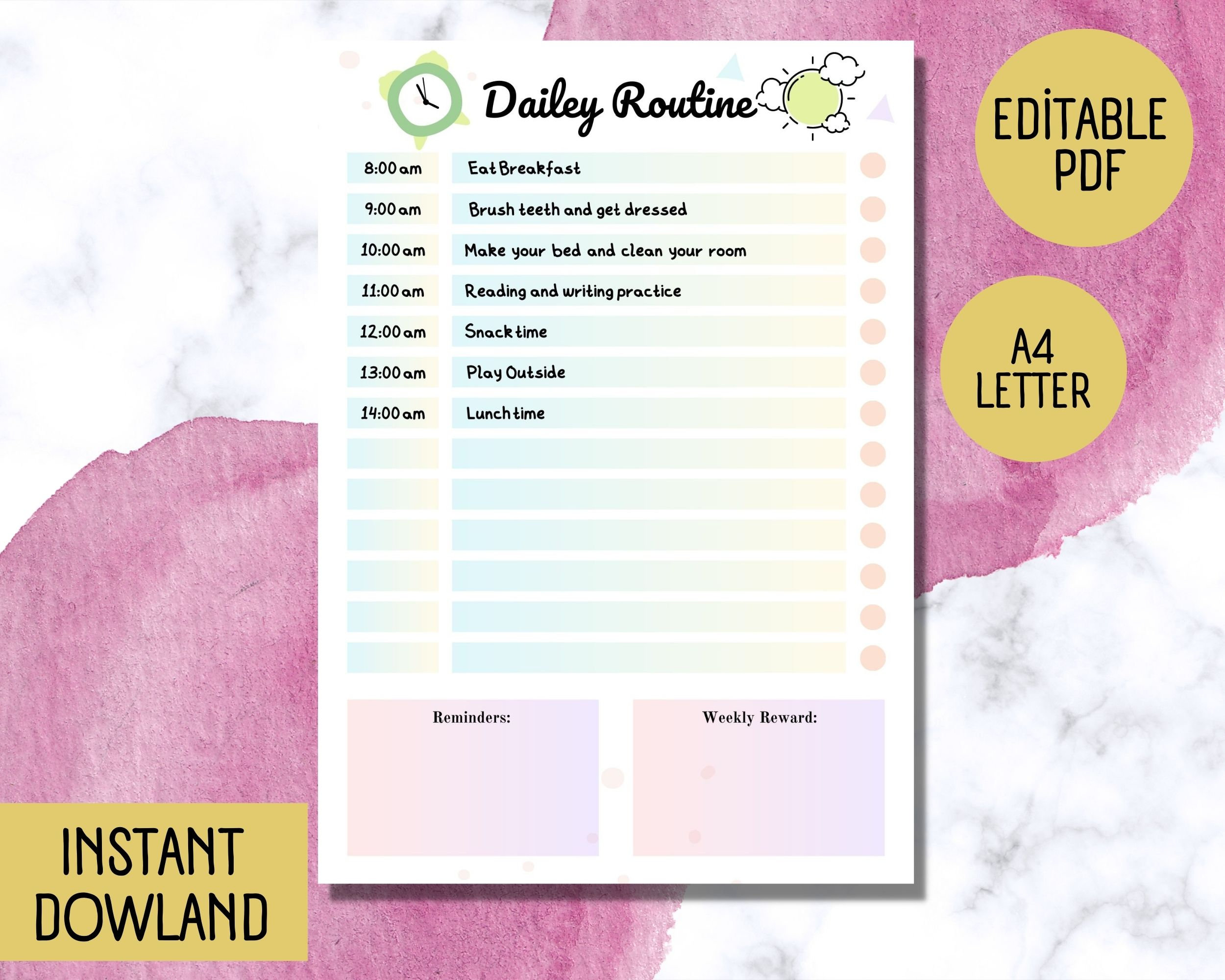 Kids Dailey Routine Digital Planner Kids Planner Dailey - Etsy