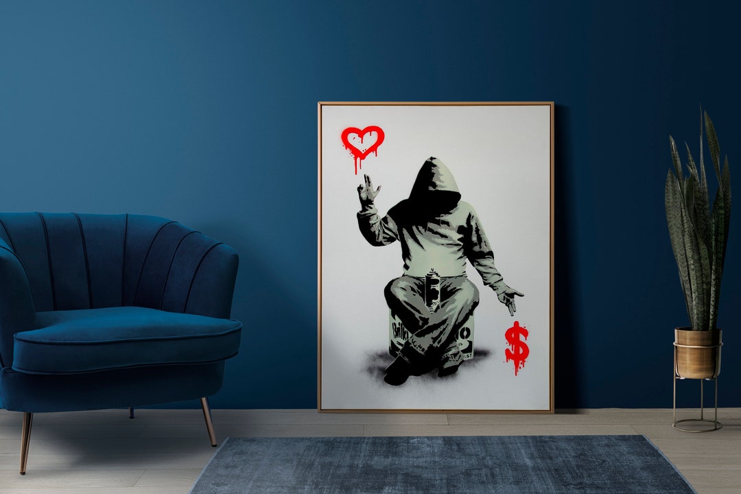 Love or Money, Graffiti Wall Decor, Banksy Money Canvas, Banksy Boy ...