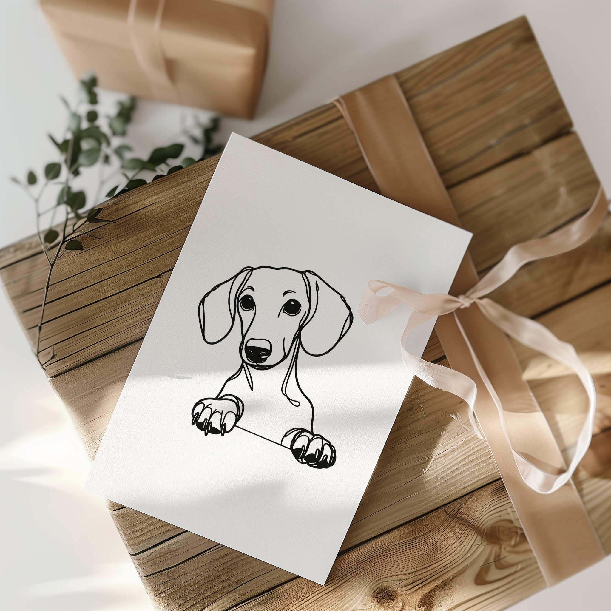 Dachshund Outline Printable | Peeking Sausage Dog SVG | Minimalistic ...