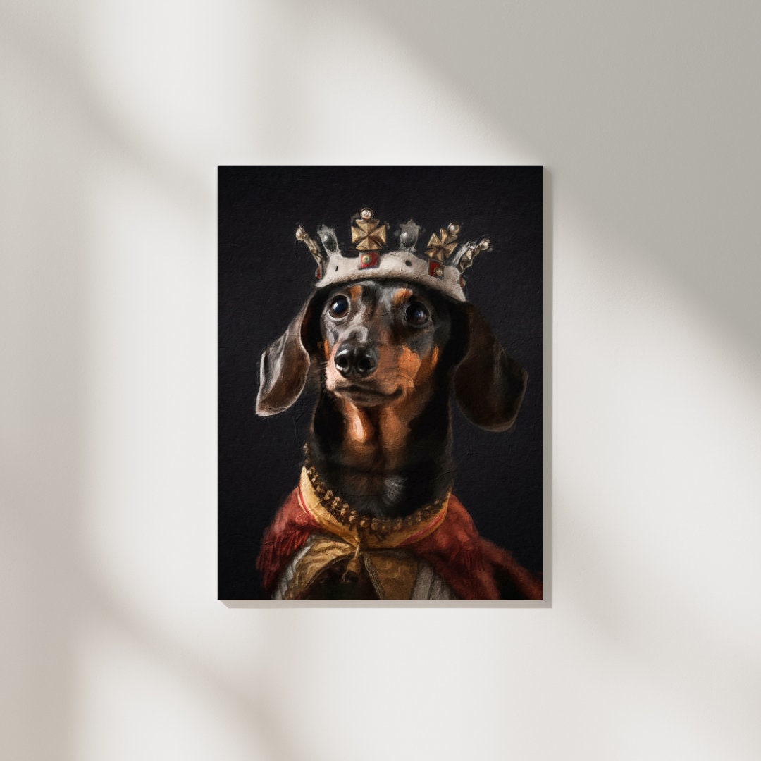 Dachshund Royal Portrait Medieval Art Funny Wiener Dog Painting ...