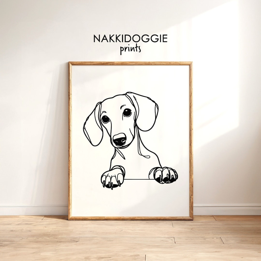 Dachshund Outline Printable | Peeking Sausage Dog SVG | Minimalistic ...