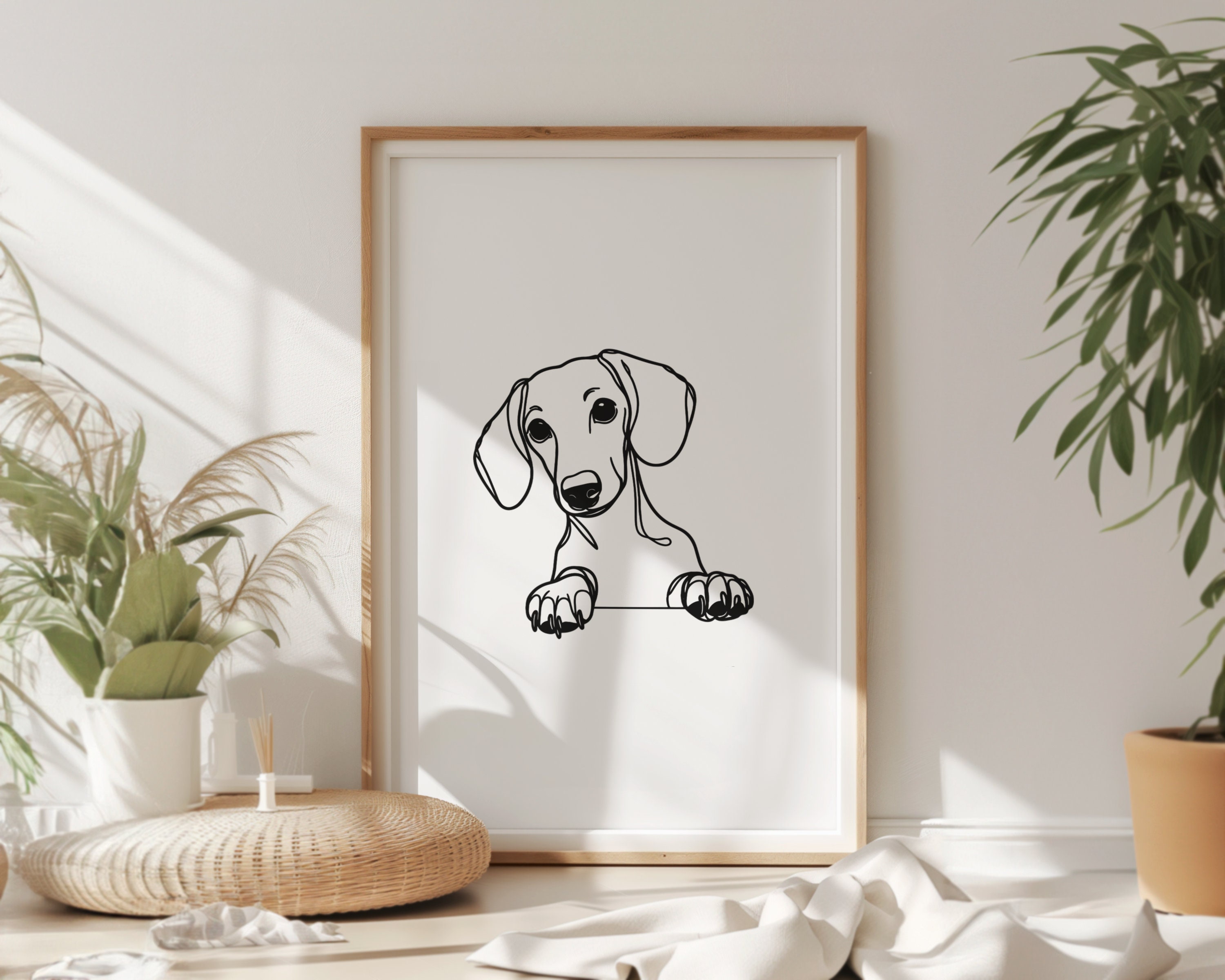Dachshund Outline Printable | Peeking Sausage Dog SVG | Minimalistic ...