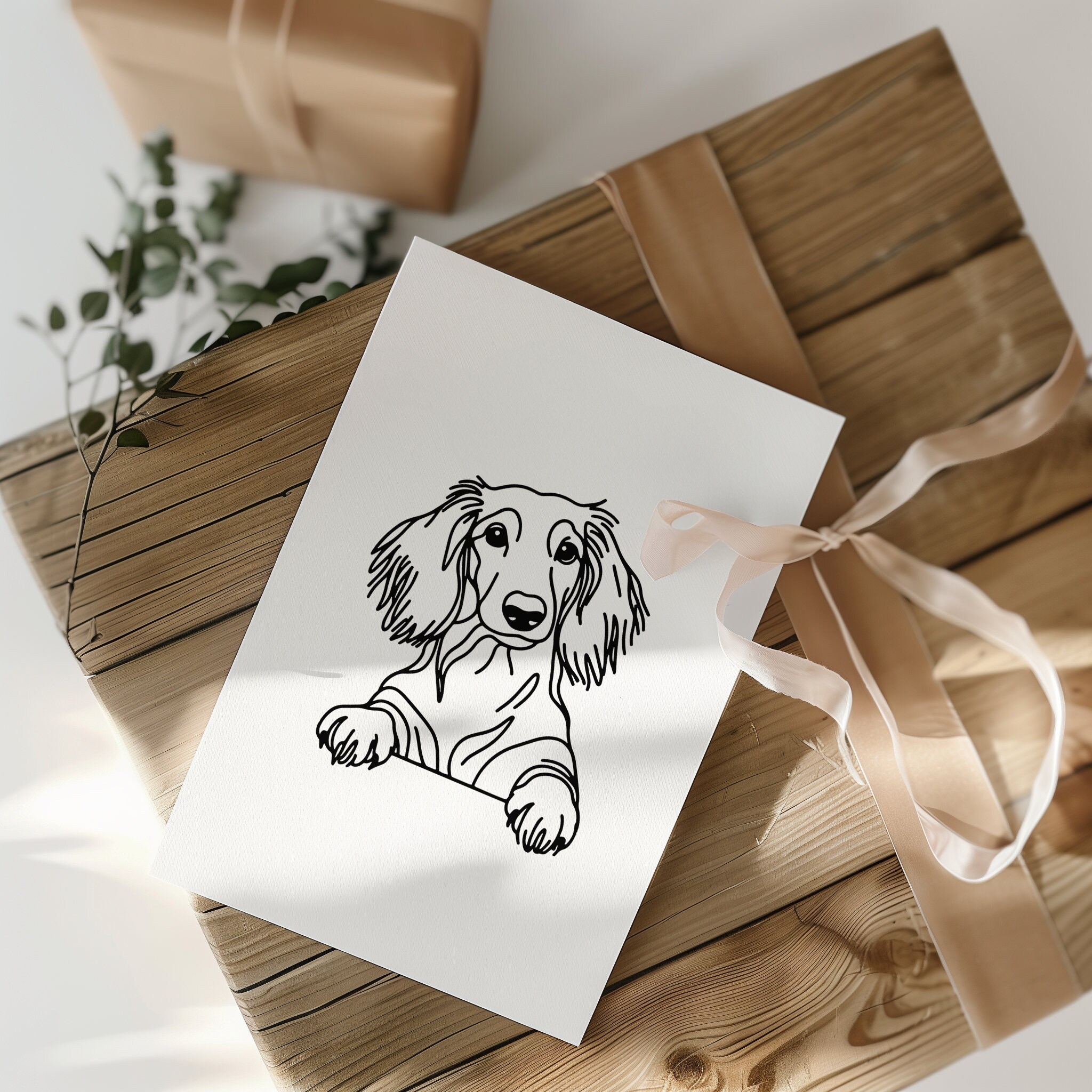 Longhaired Dachshund Outline Printable | Peeking Sausage Dog SVG ...