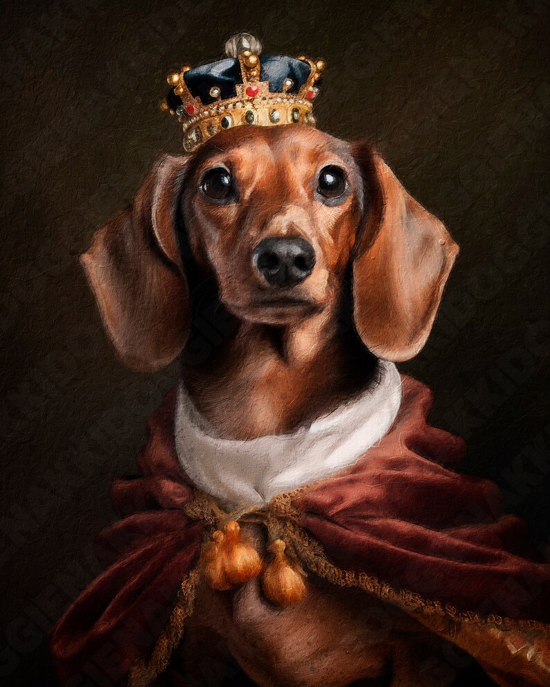 Dachshund Royal Portrait Medieval Art | Funny Wiener Dog Prince ...
