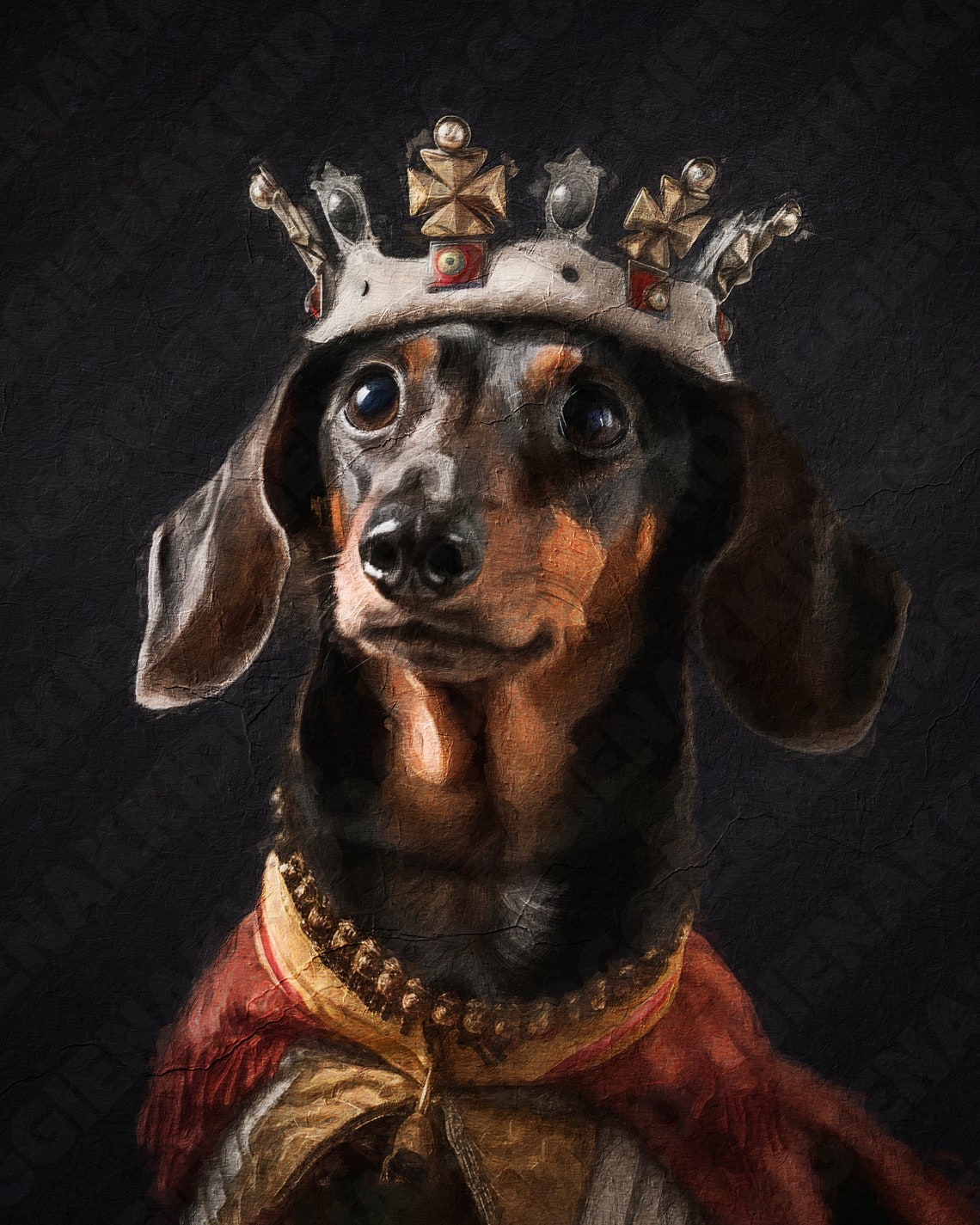 Dachshund Royal Portrait Medieval Art Funny Wiener Dog Painting ...