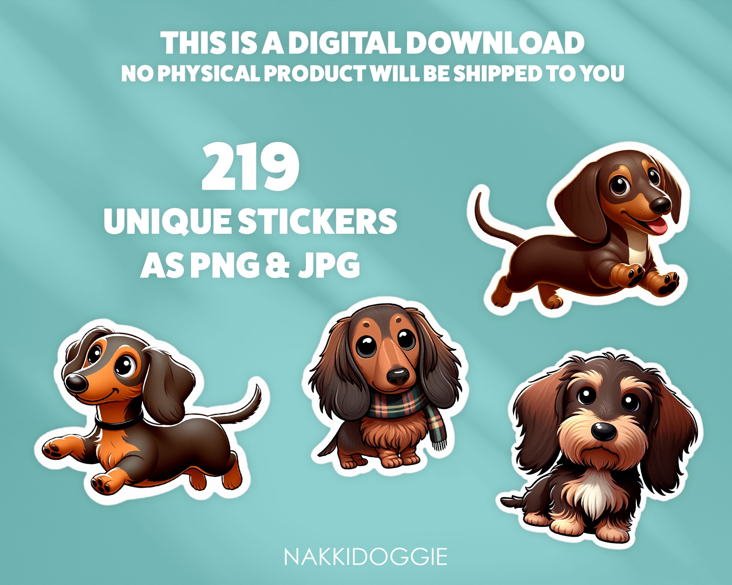 200 Cute Dachshund Sticker Bundle, Digital Stickers, for Kids ...