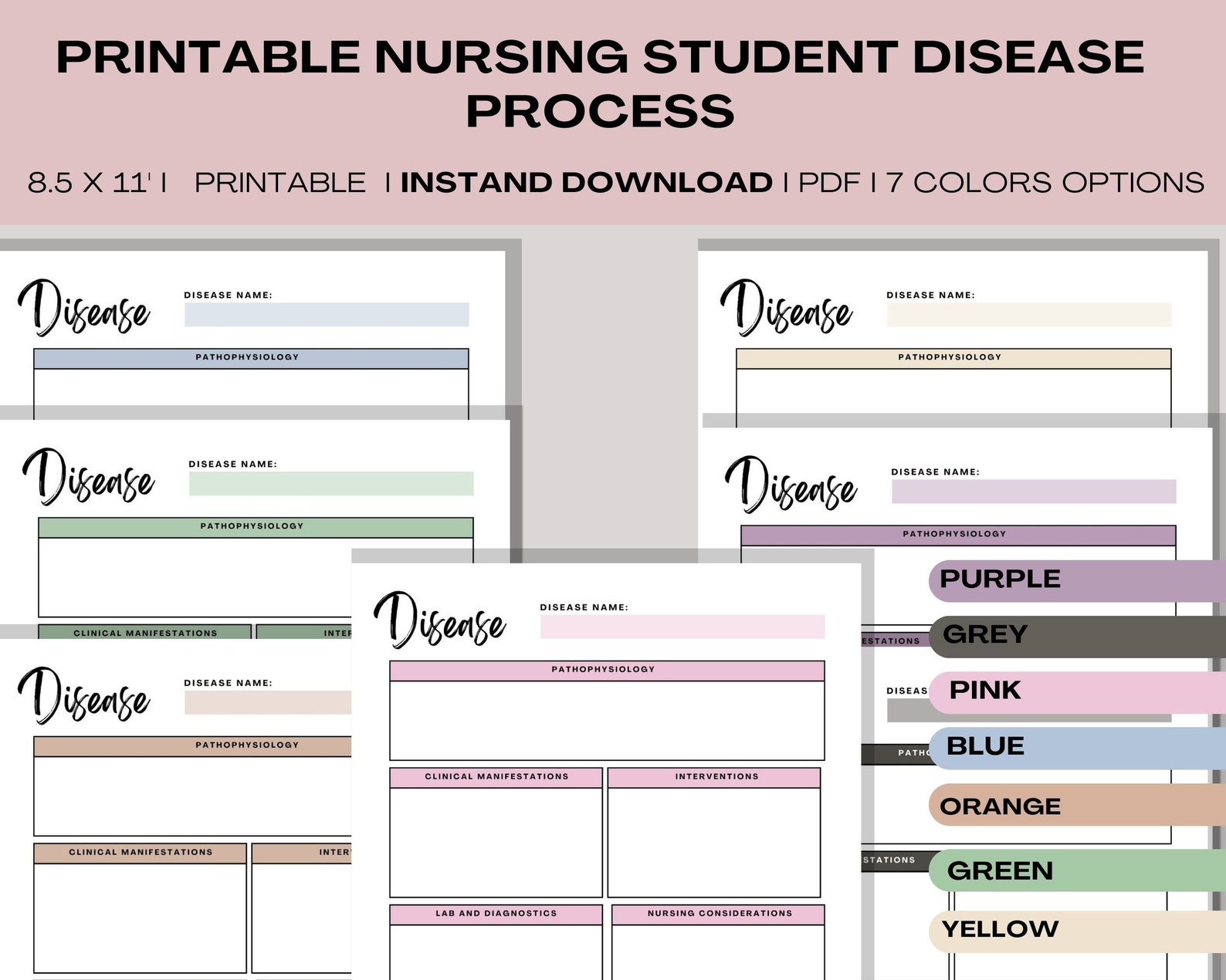 Printable Nursing Student Disease Process 2023, Nursing Printable ...