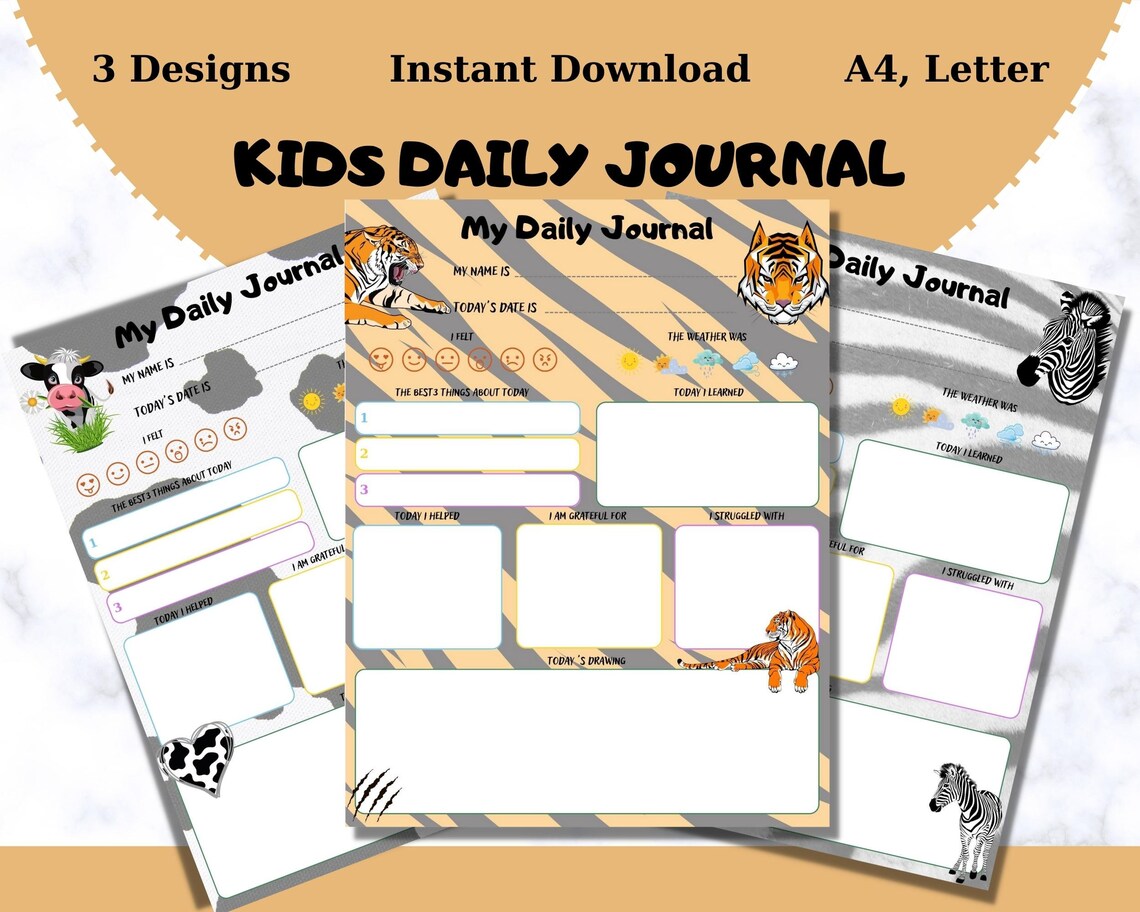 Kids Daily Journal Printable Kids Journal Positivity and - Etsy
