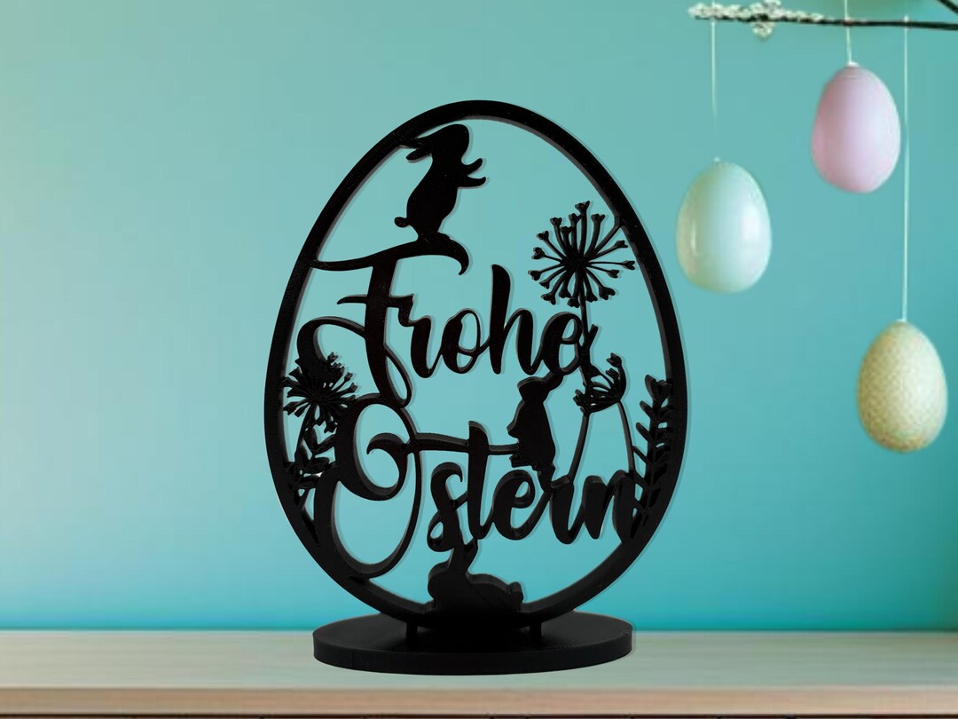 Happy Easter 3D STL Happy Easter Design With Bunnies and Flowers Table ...