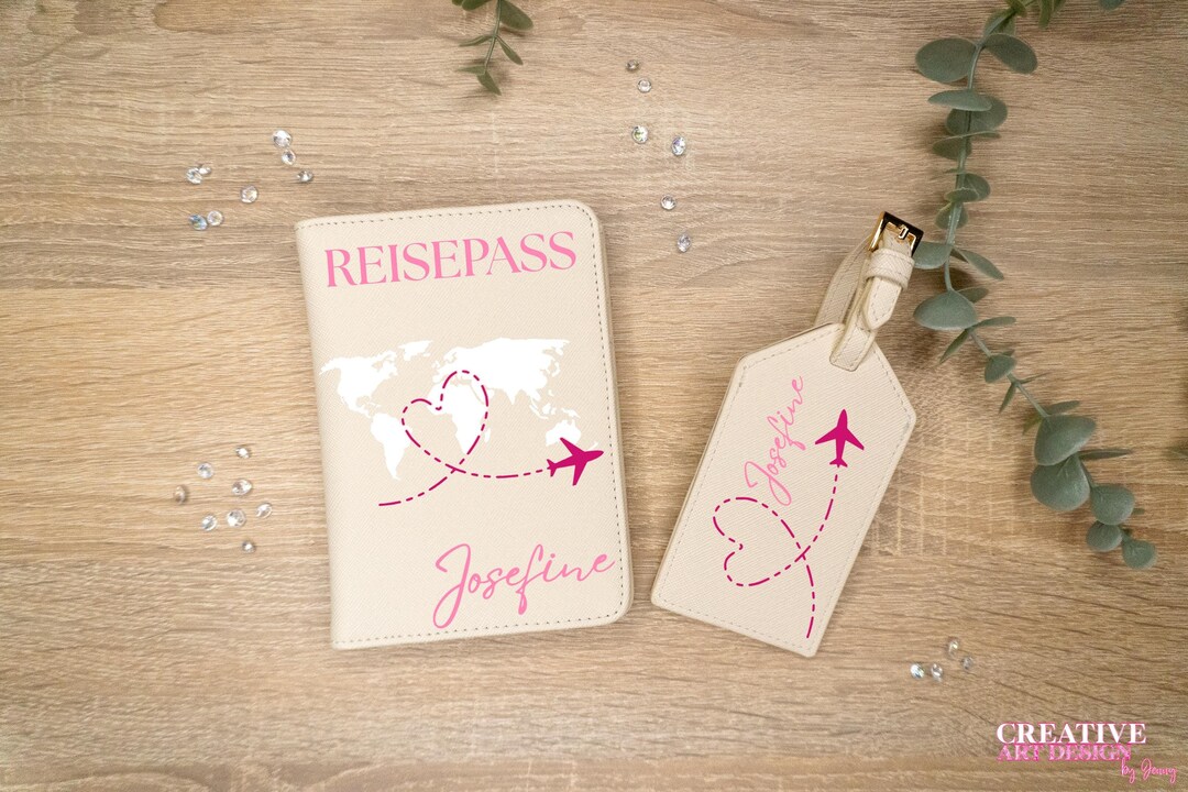 Valentine's Day Gift Passport Cover Personalized With Name World Map ...