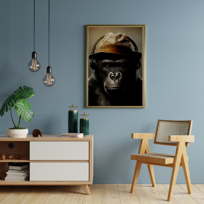 Funky Ape Beats: Quirky, Vibrant Digital Art Print Hat & Headphones ...
