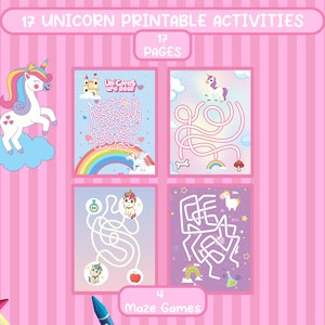 17 Unicorn Coloring Pages Printables, Unicorn Activity Pages, Unicorn ...