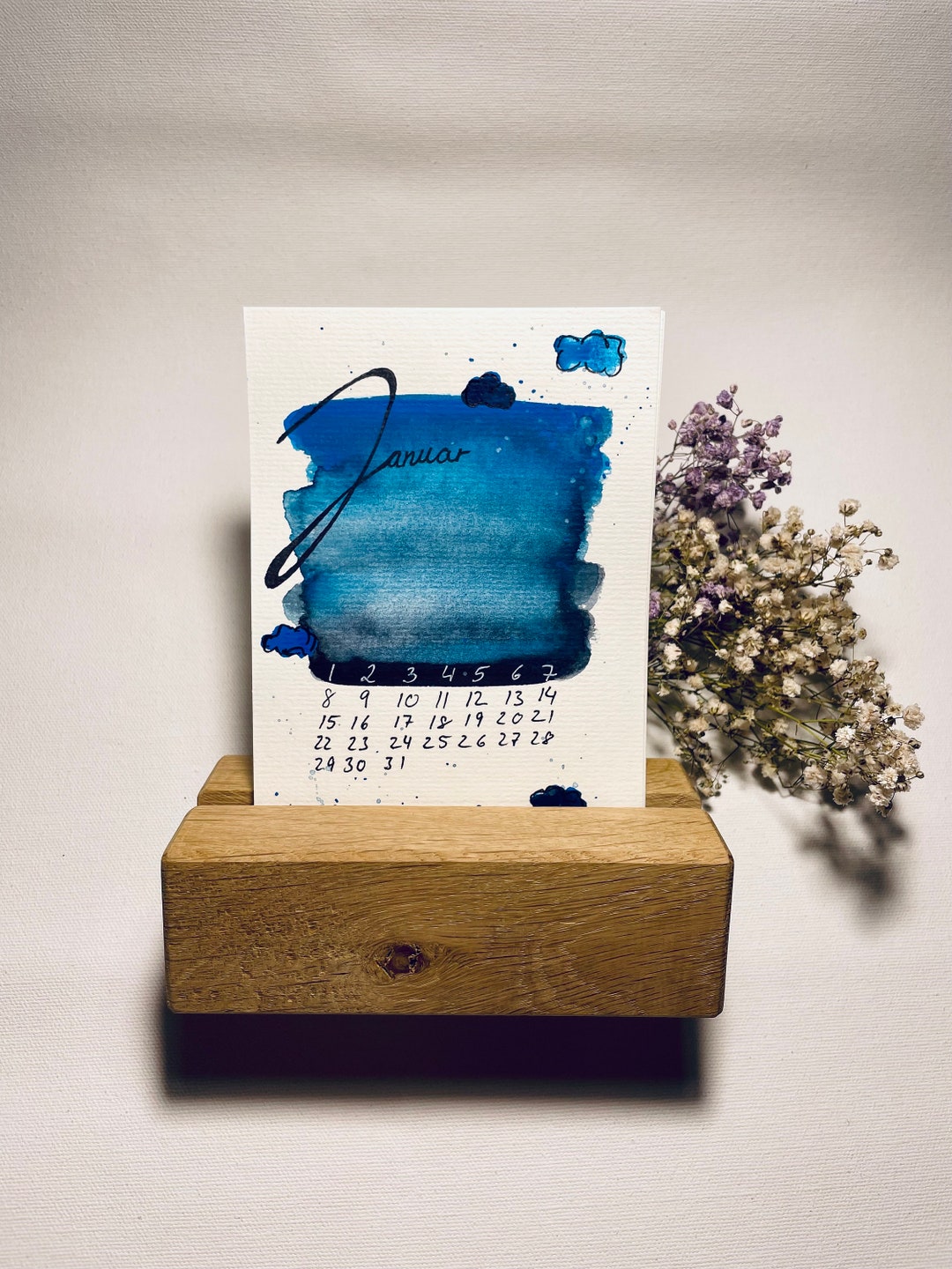 Watercolor Calendar Postcards, Abstract Calendar 2024, Desk Calendar ...