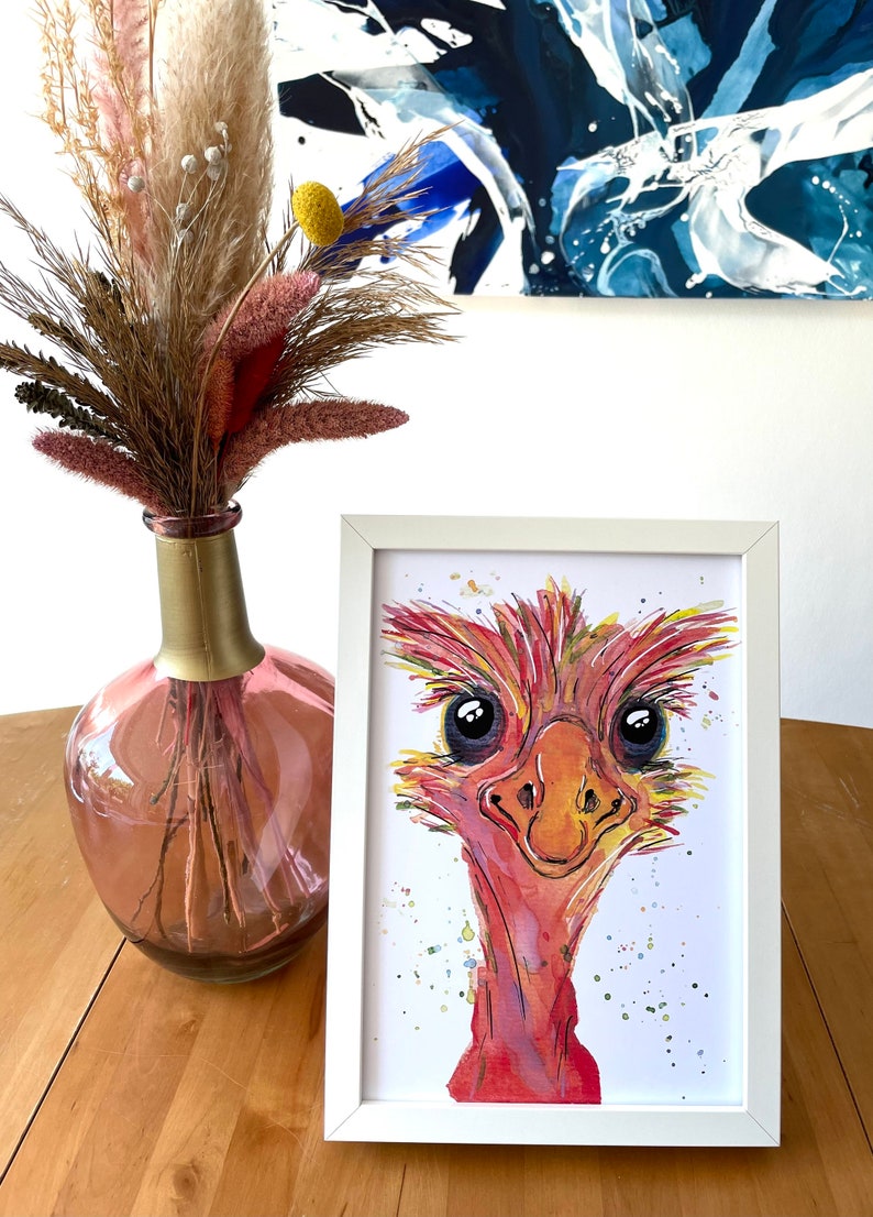 Watercolor Nandu as Art Print A4 Watercolor Animal Pictures - Etsy