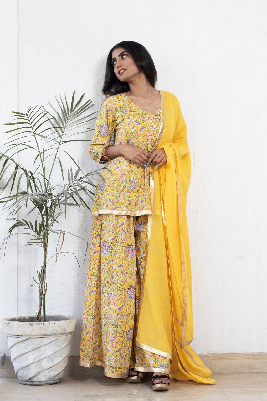 Yellow Sharara Set - Etsy