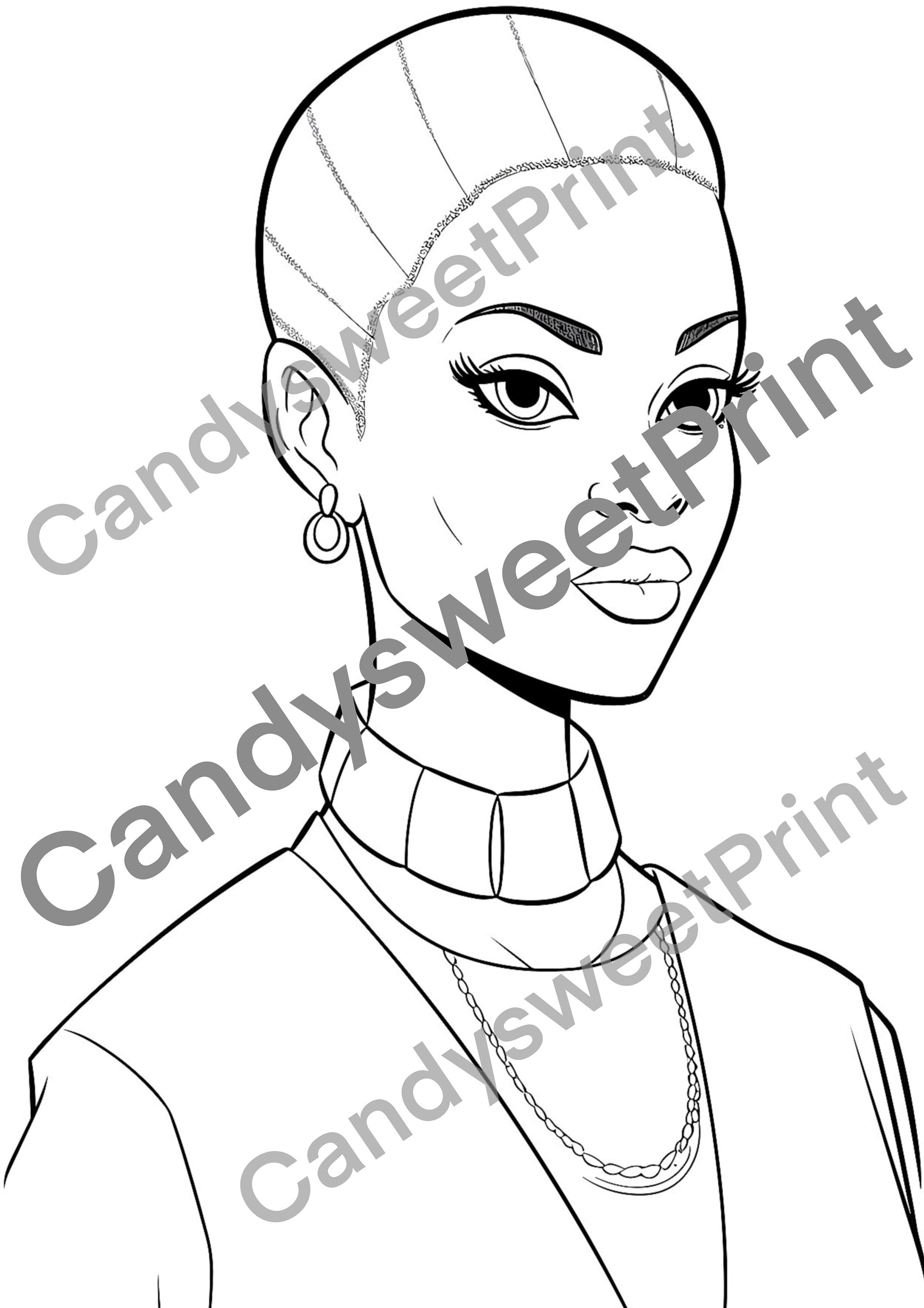 Black Girl Coloring Page, Kids POC, African Woman, Black Barbie ...