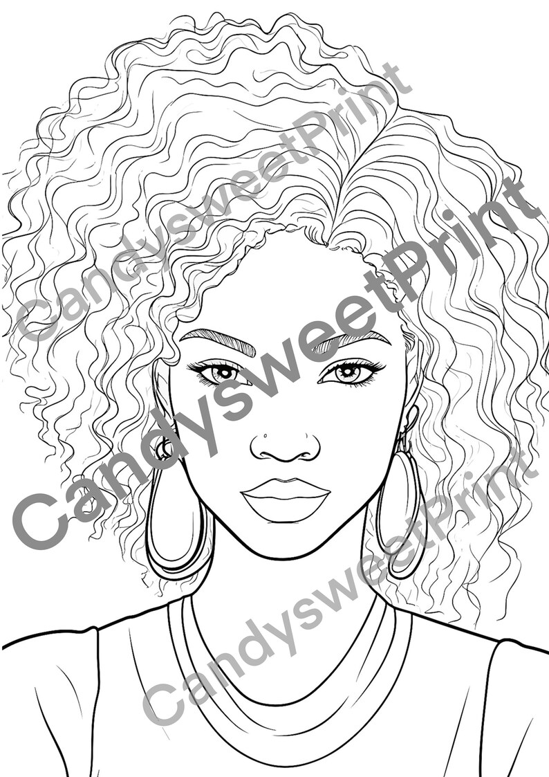 Black Girl Coloring Page, Kids POC, African Woman, Black Barbie ...