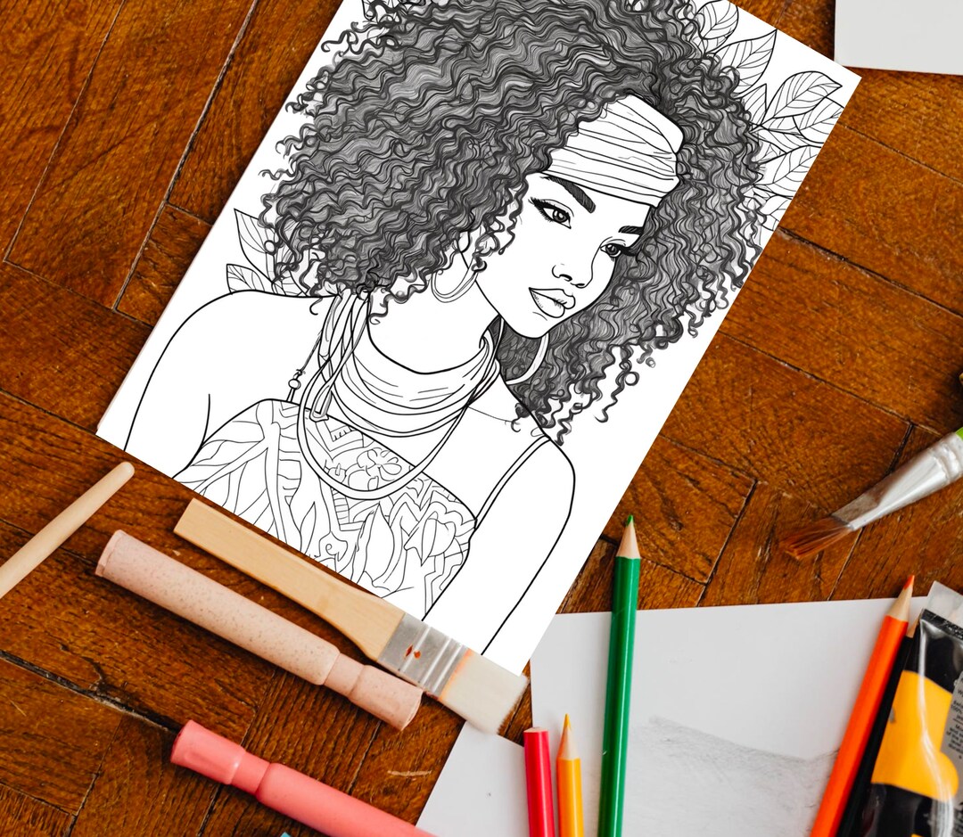 Black Girl Coloring Page, Kids POC, African Woman, Black Barbie ...