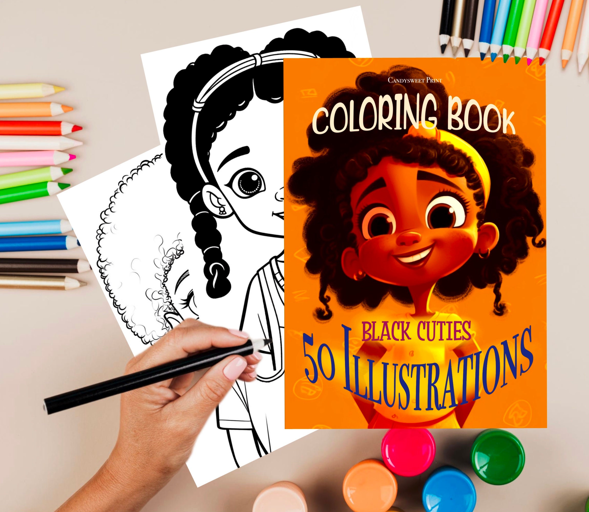 50 Black Cuties Girl Coloring Book Kids POC Africanblack - Etsy