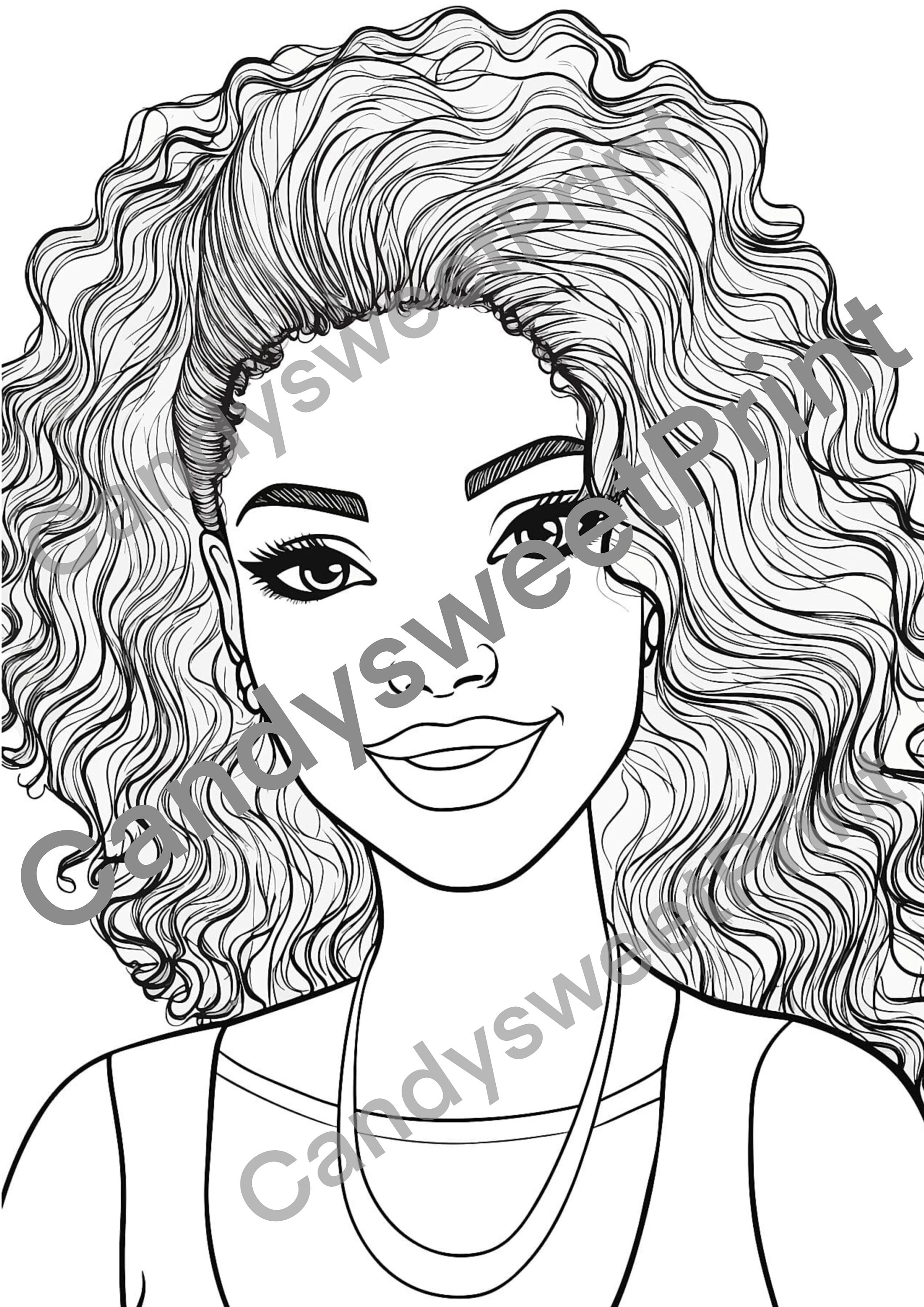 Black Girl Coloring Page, Kids POC, African Woman, Black Barbie ...