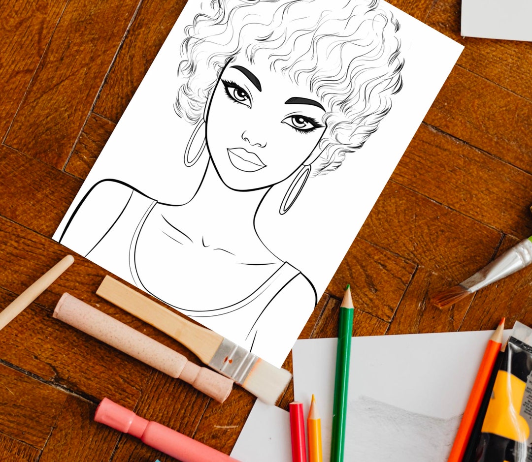 Black Girl Coloring Page, Kids POC, African Woman, Black Barbie ...
