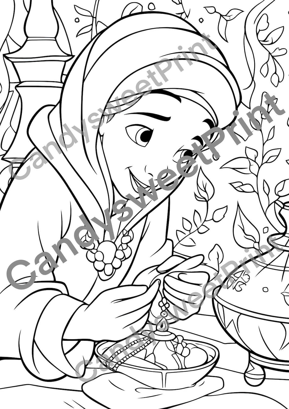 Islamic Coloring Page, Muslim Woman,kid ,mosque, Hijab, Islamische ...
