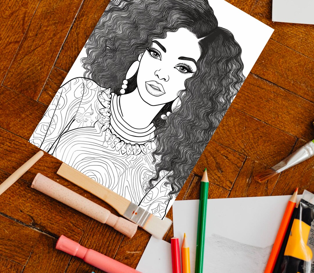 Black Girl Coloring Page, Kids POC, African Woman, Black Barbie ...