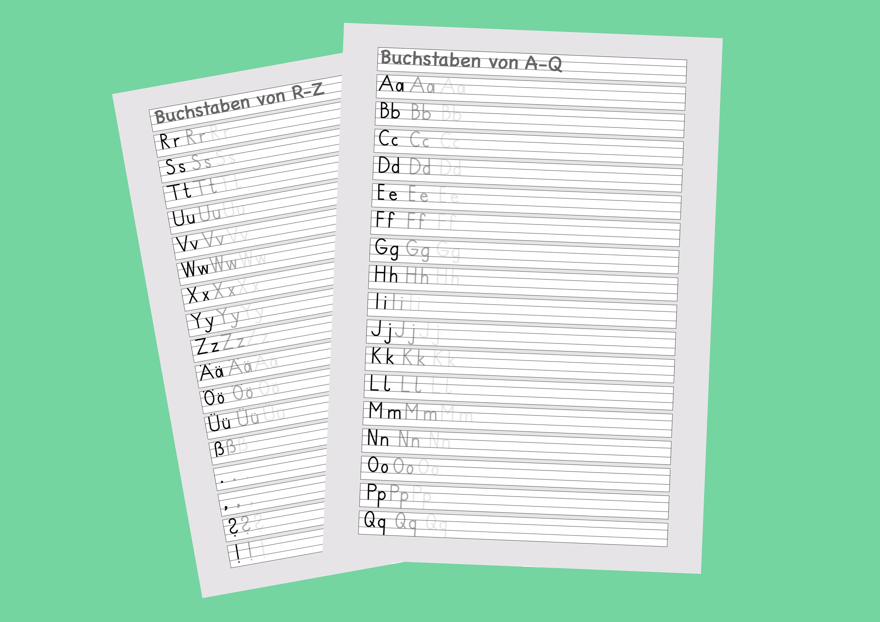 1. Klasse Lineatur Mit Alphabet Papier Grundschule Farbig - Etsy
