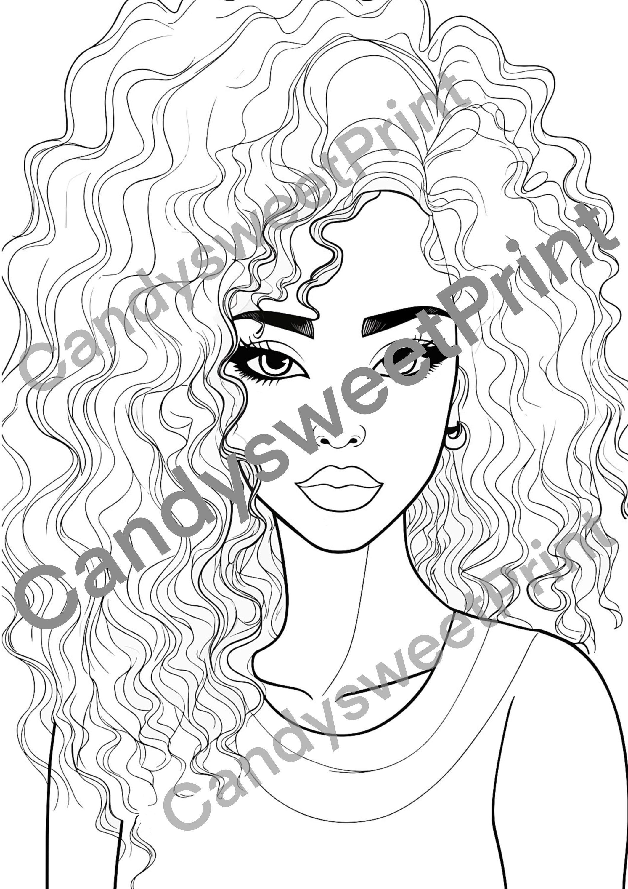 Black Girl Coloring Page, Kids POC, African Woman, Black Barbie ...