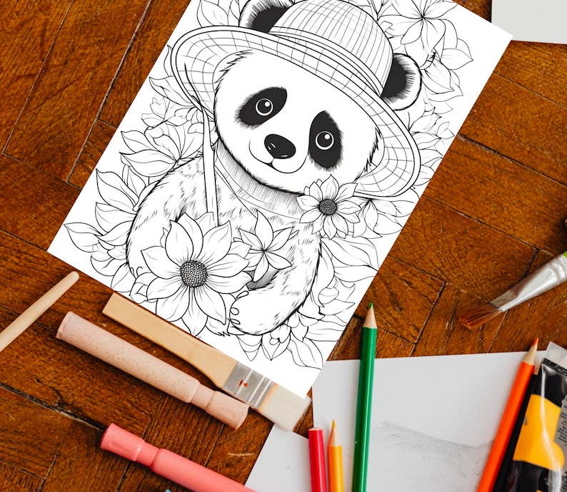 Cute Panda Coloring Page for Kids Coloring Book Panda - Etsy