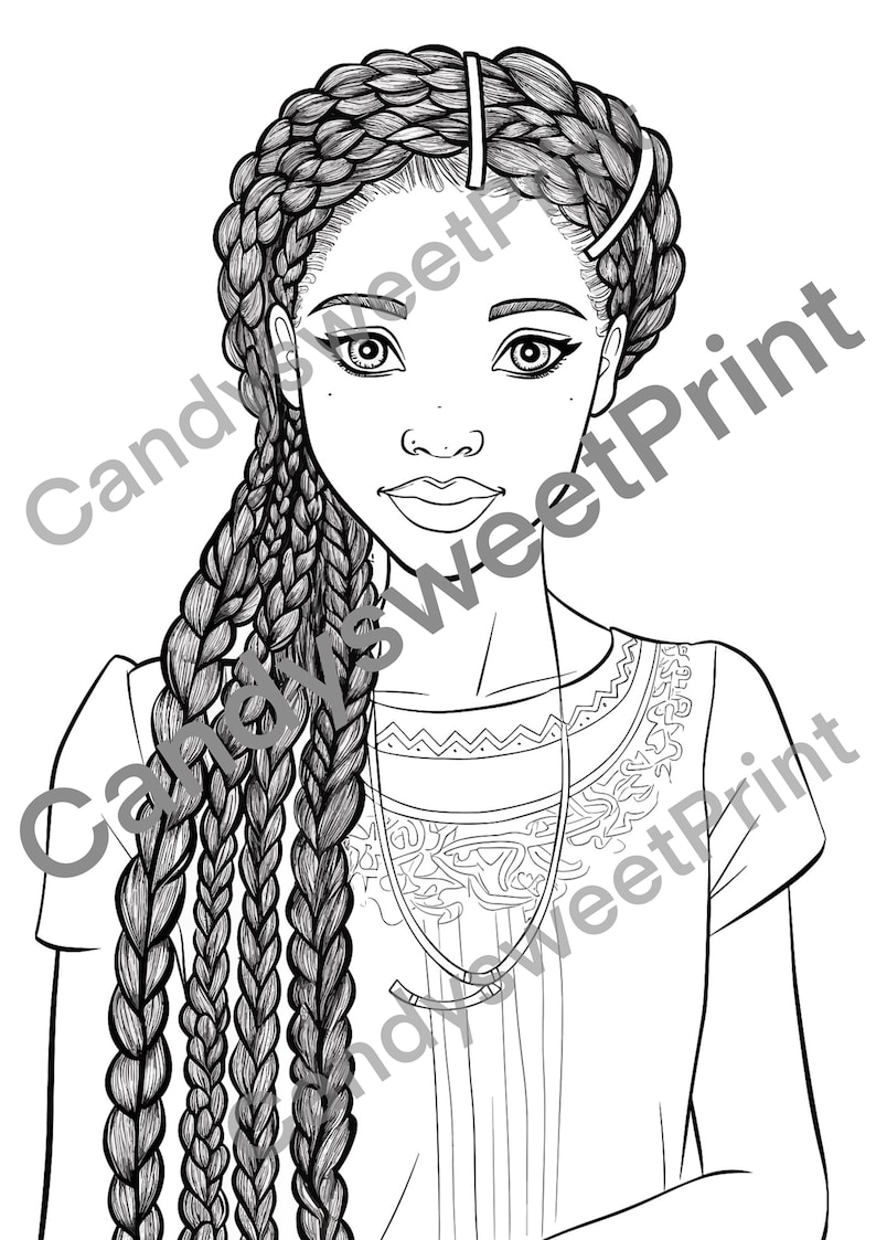 Black Girl Coloring Page Kids POC African Woman Black - Etsy
