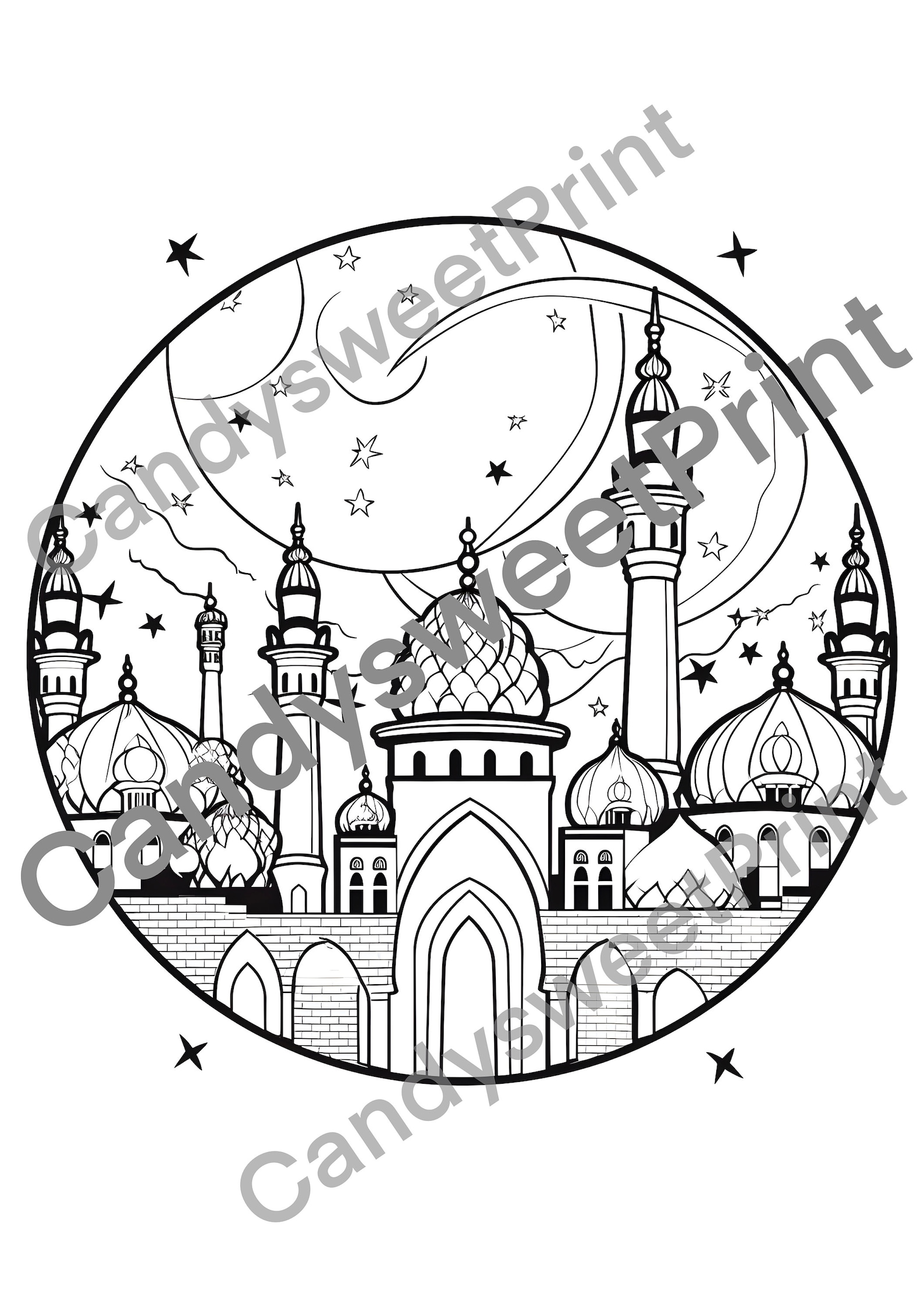 Masjid Islamic Coloring Page for Kids, Mosque, Moschee, Islamische ...