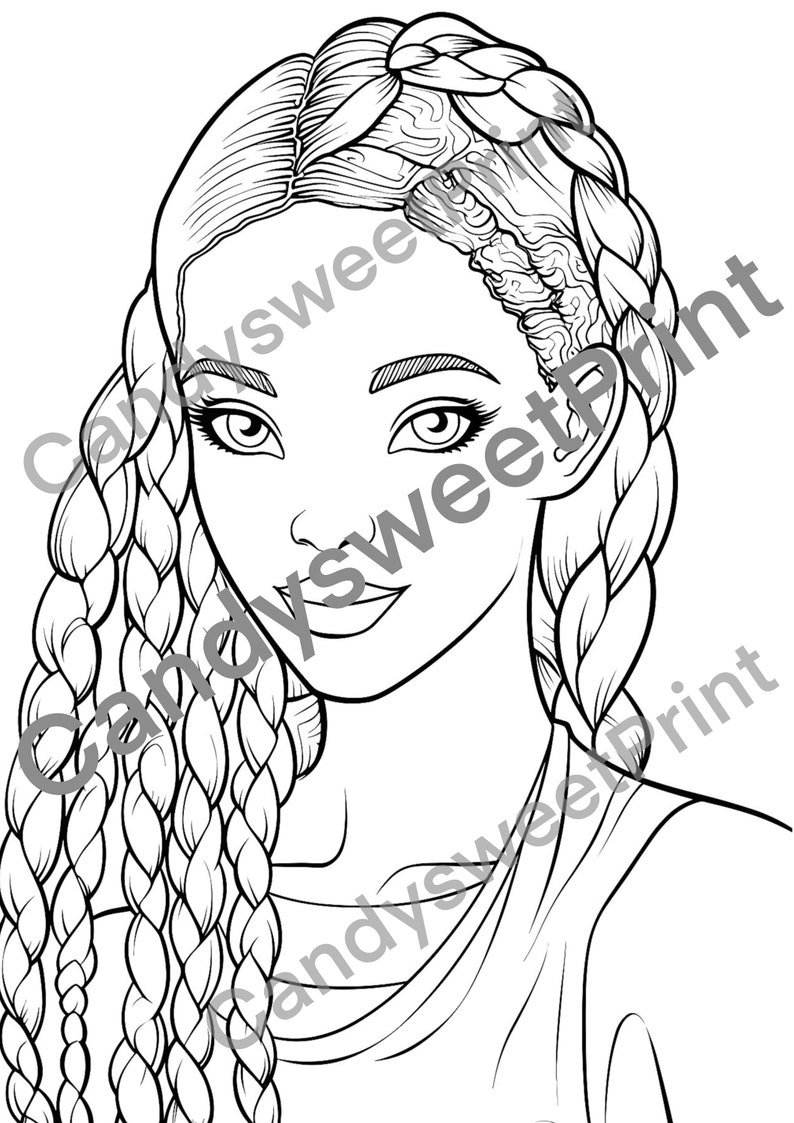 Black Girl Coloring Page, Kids POC, African Woman, Black Barbie ...